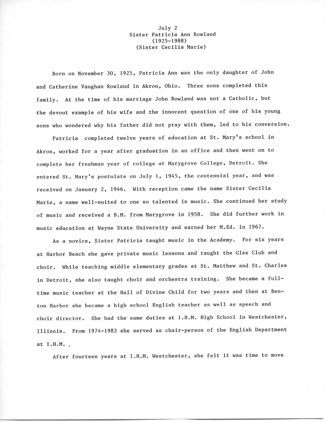 Rowland-Patricia-Ann-ihm - IHM Sisters